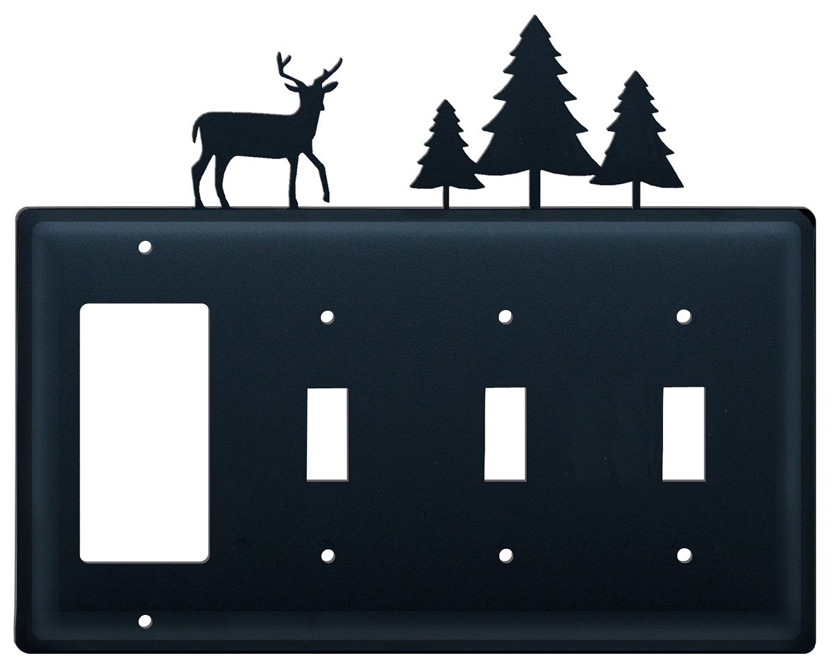 Wrought Iron Deer & Pine Scene GFI/Triple Switch Covers