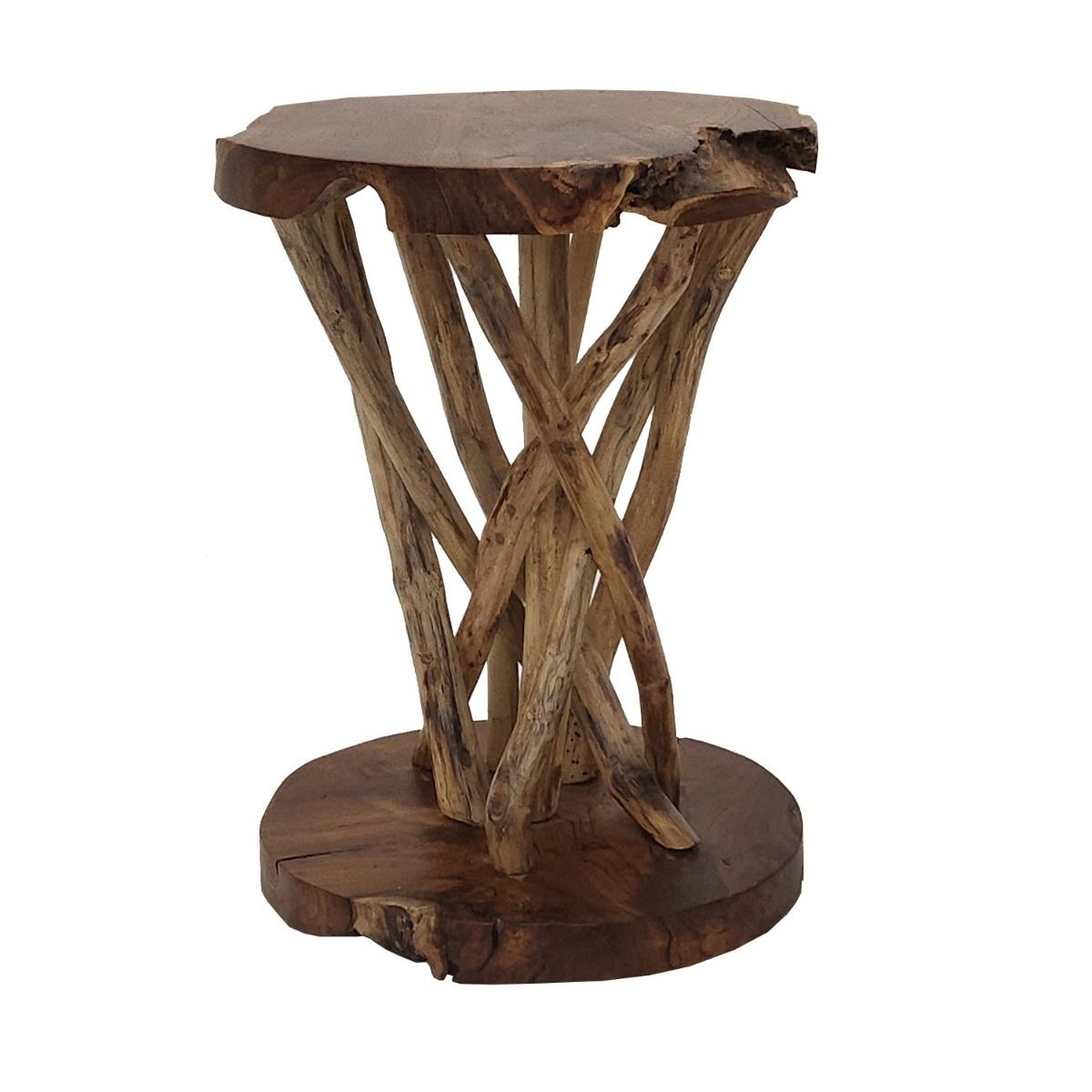 Rustic Round Natural Wood Branch End Tables