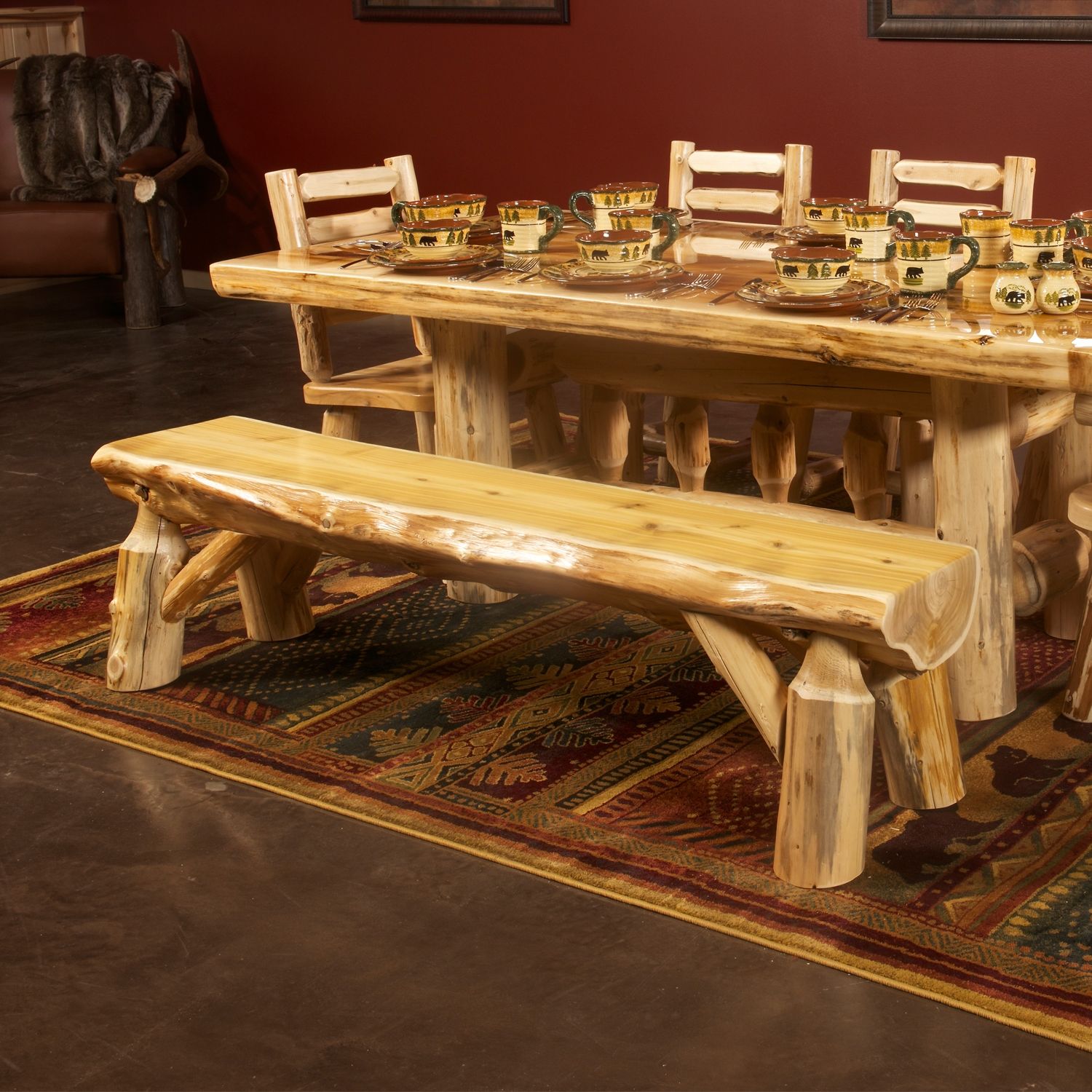Cedar Stump Base Log Dining Table 95210