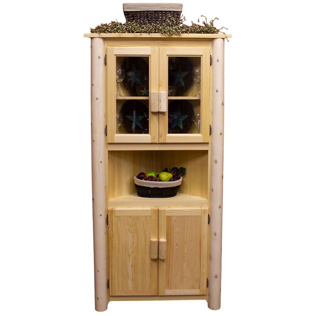 pine wall corner cabinet