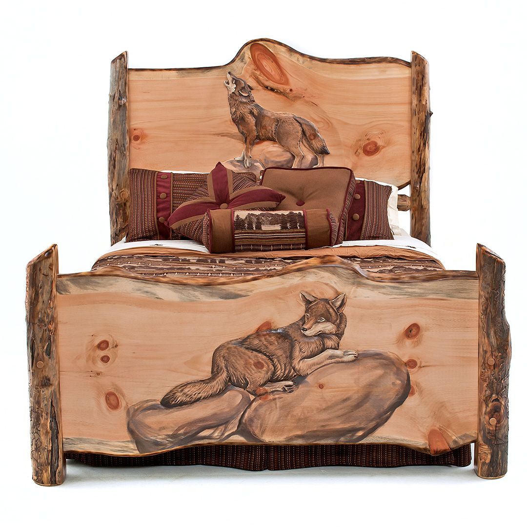 Hand Carved Log Bed