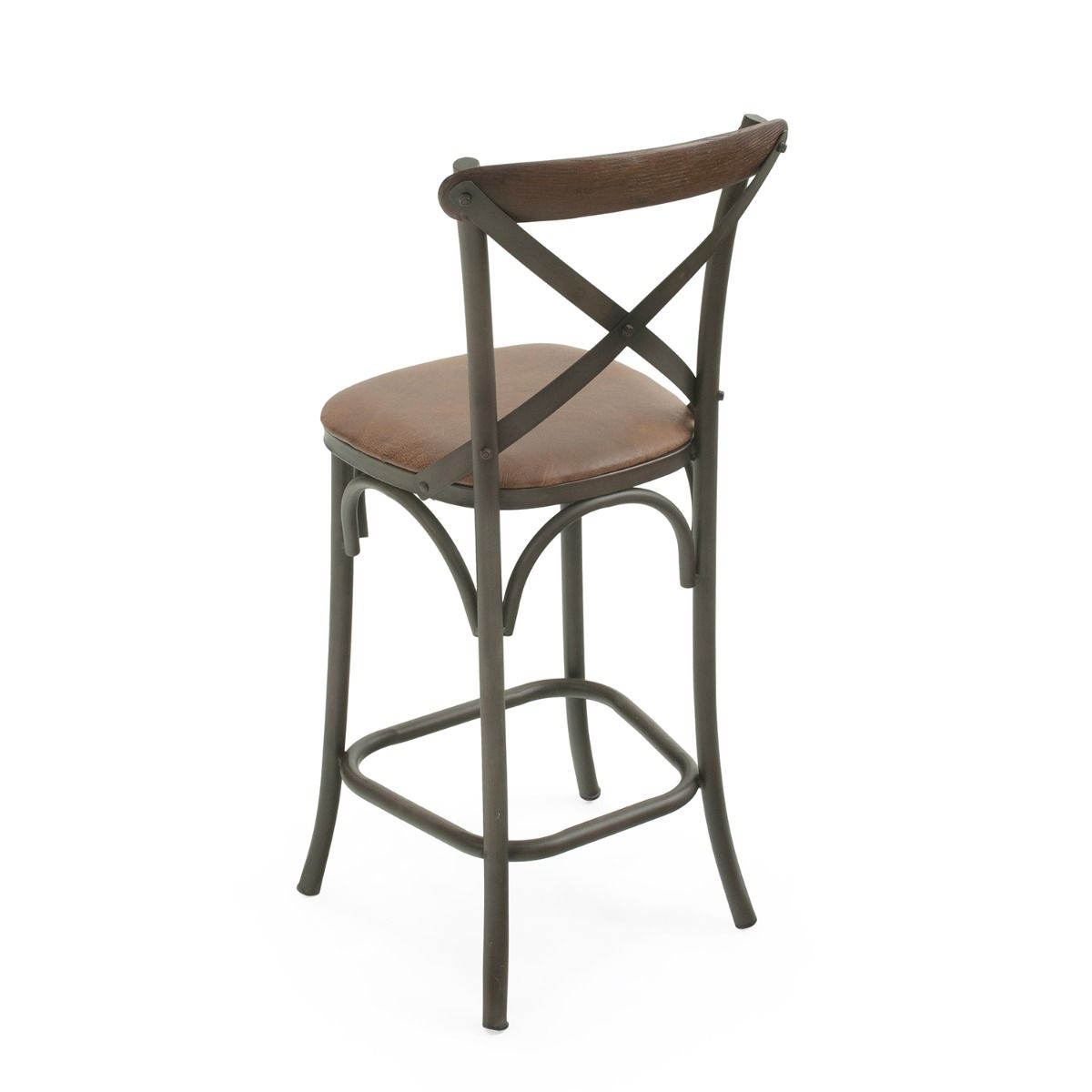 Rustic Iron Bar & Counter Stools with Leather Seat