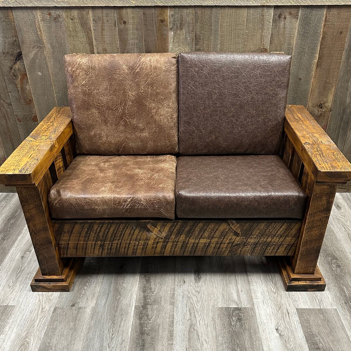 Sawmill Royal Timber Loveseat: Cozy Rustic Comfort & Style