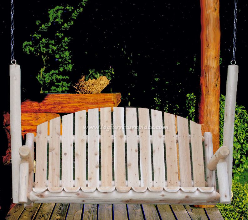 Rustic Country Garden Cedar Log Porch Swing