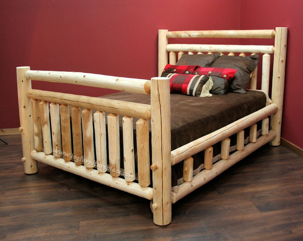Rustic Clean Peeled Cedar Log Bed