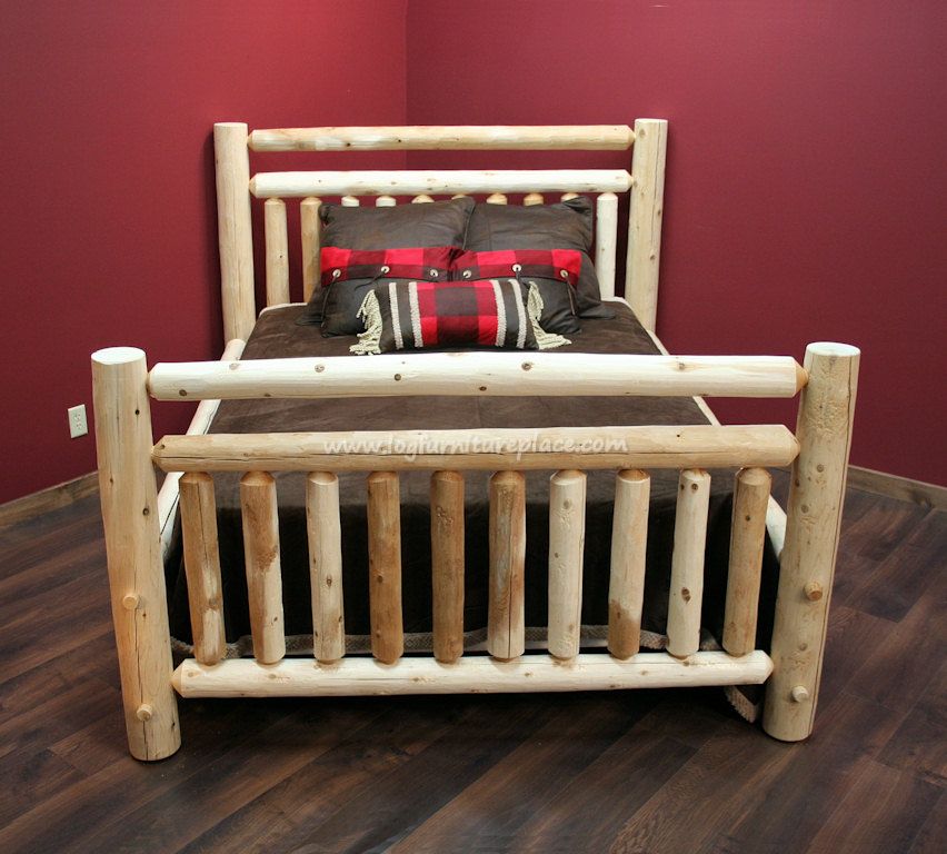 Rustic Clean Peeled Cedar Log Bed