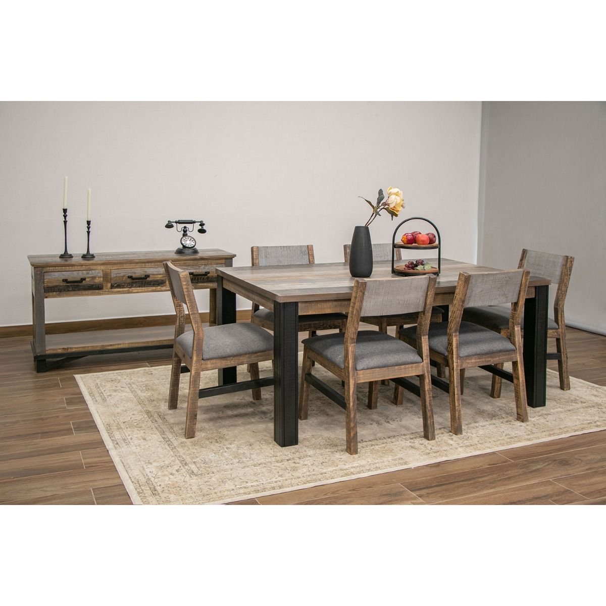 Loft Brown Square Urban Barnwood Deluxe Dining Table: Rustic Elegance