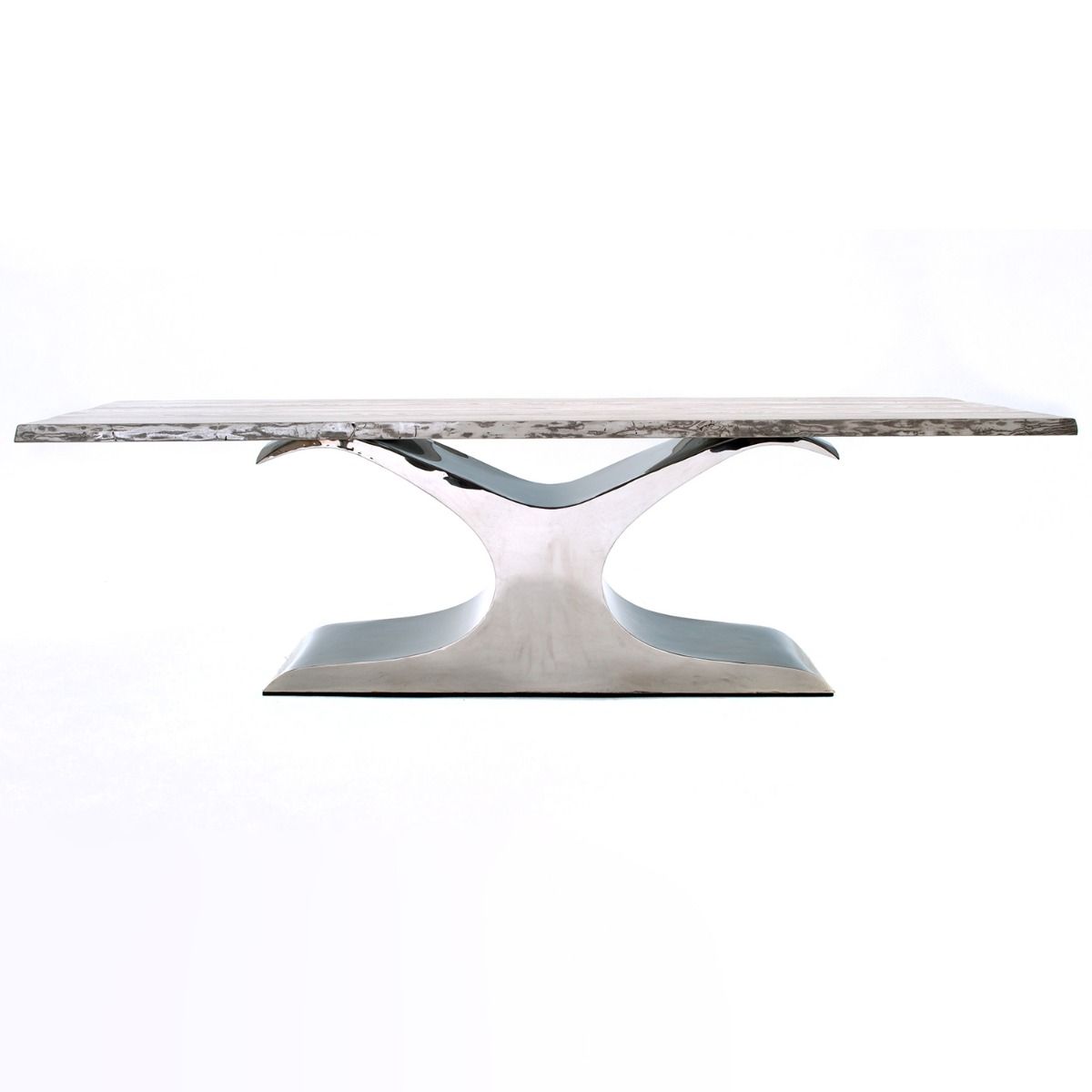 Modern Table with Unique Stainless Wave Base