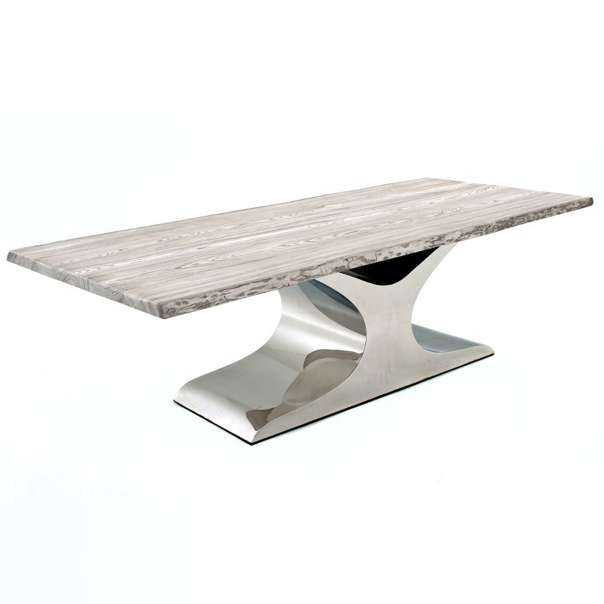 Modern Table with Unique Stainless Wave Base