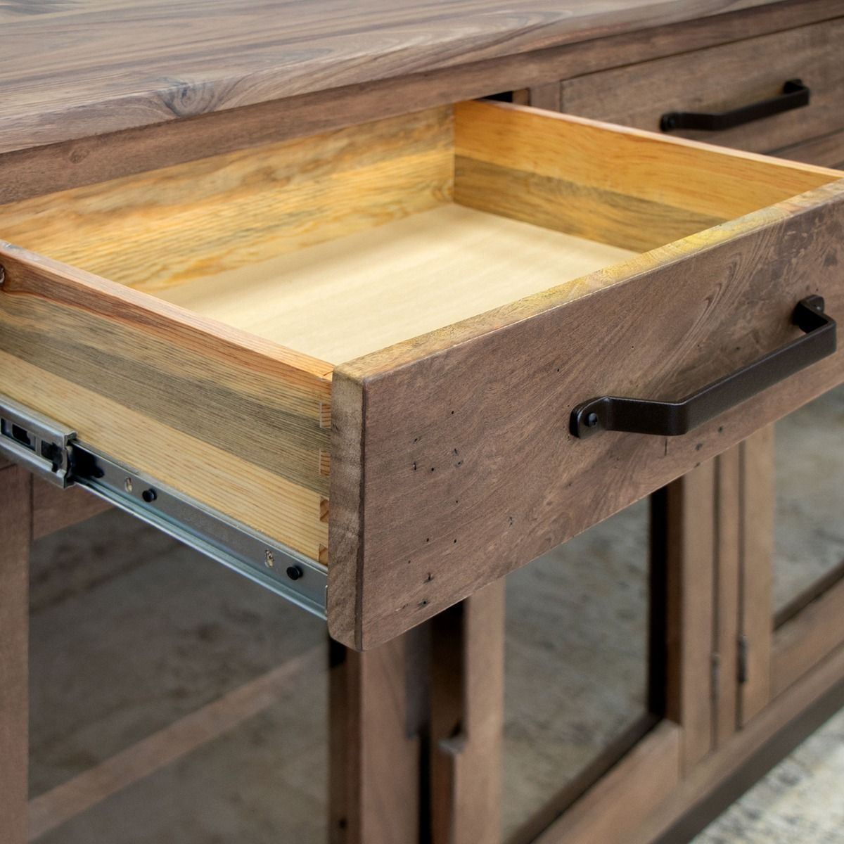 Modern Parota 4 Door Natural Wood Console