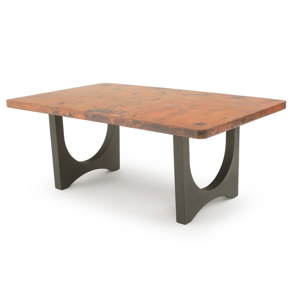 Modern Double Arch Hammered Copper Dining Table