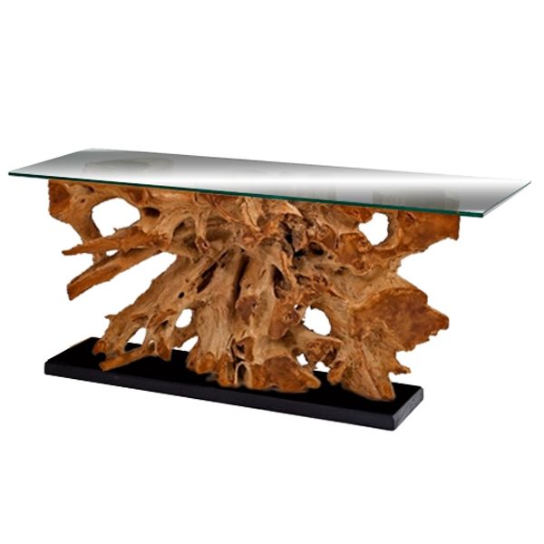 Rustic Teak Root Console Table