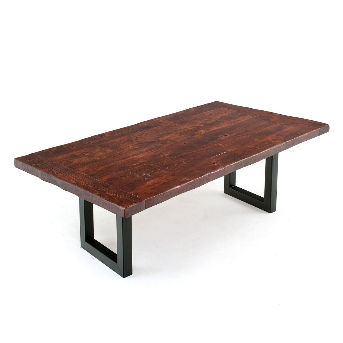 Thick Rustic Table with Modern Industrial Base