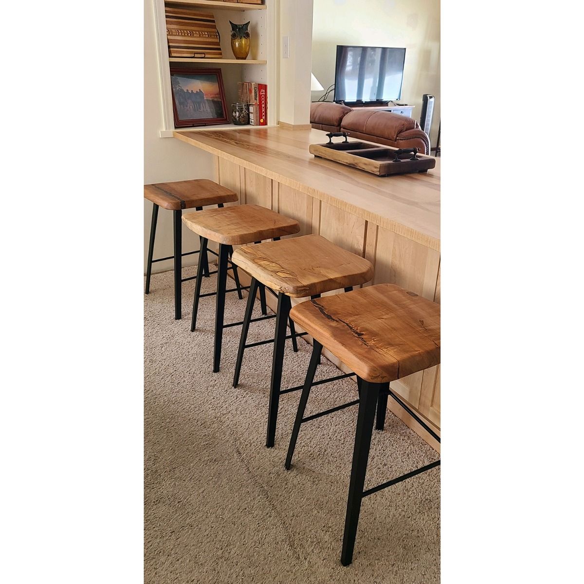 Modern Bar Stool with Live Edge Slab