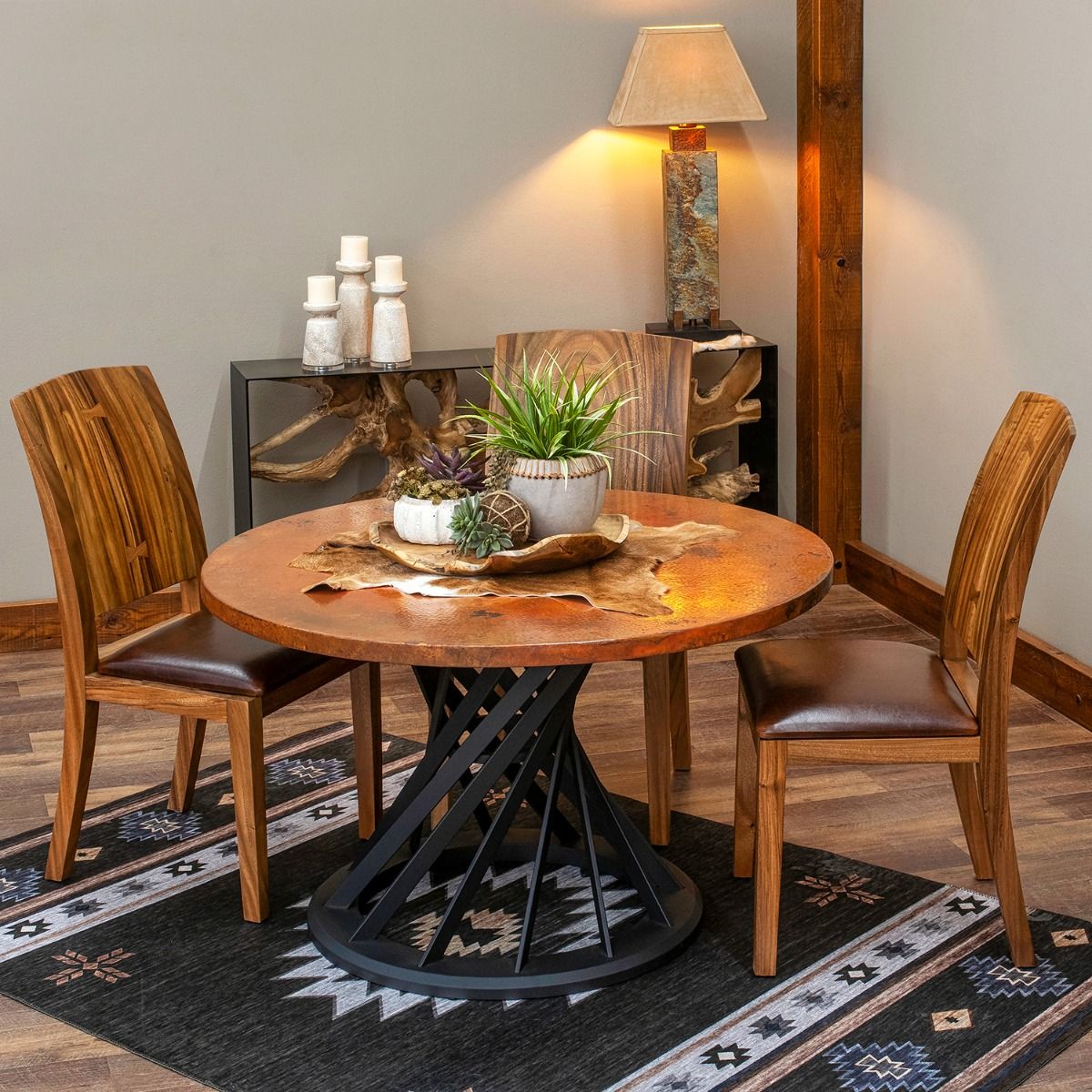 Modern Stout Spoke Copper Dining Table