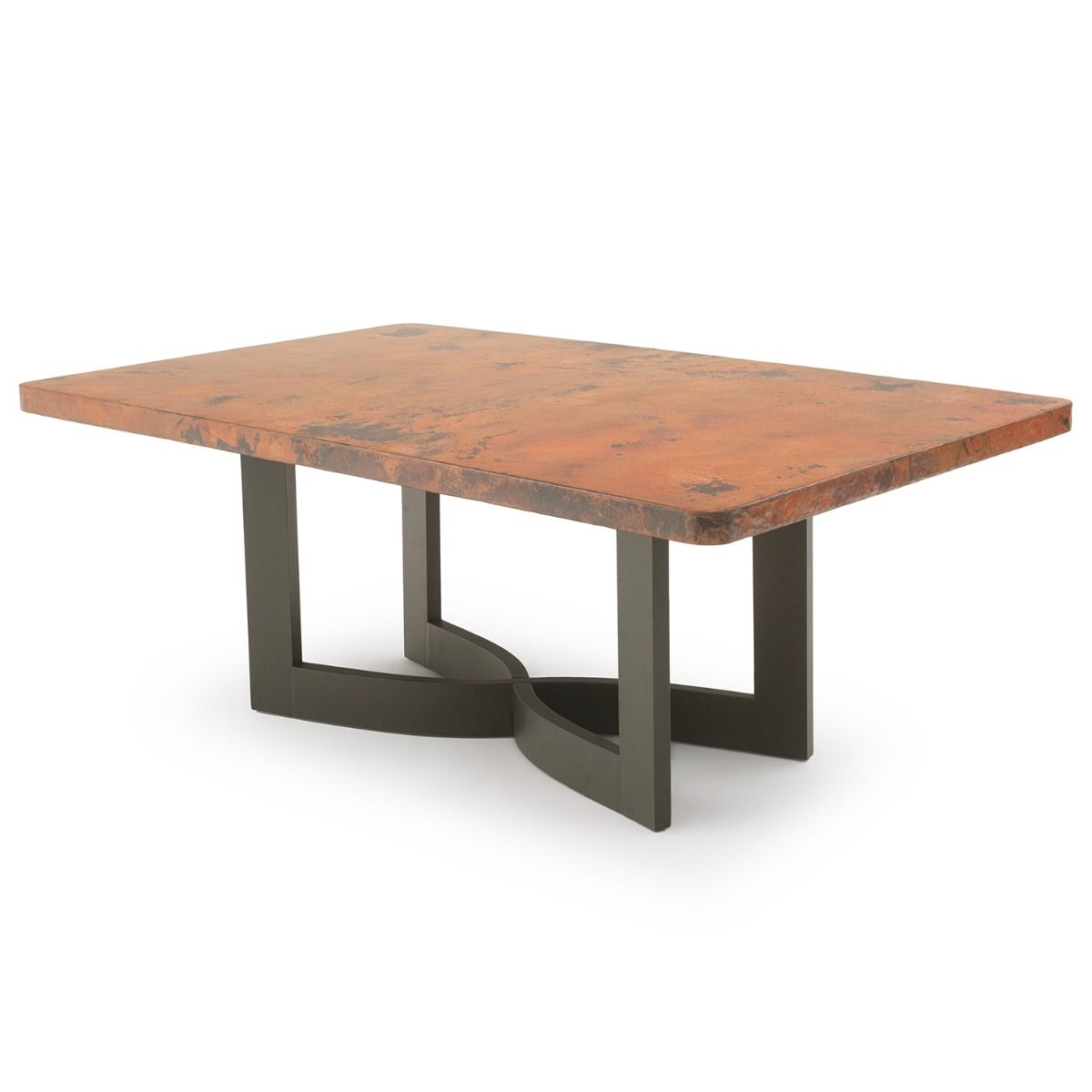 Modern Wavy X Hammered Copper Dining Table