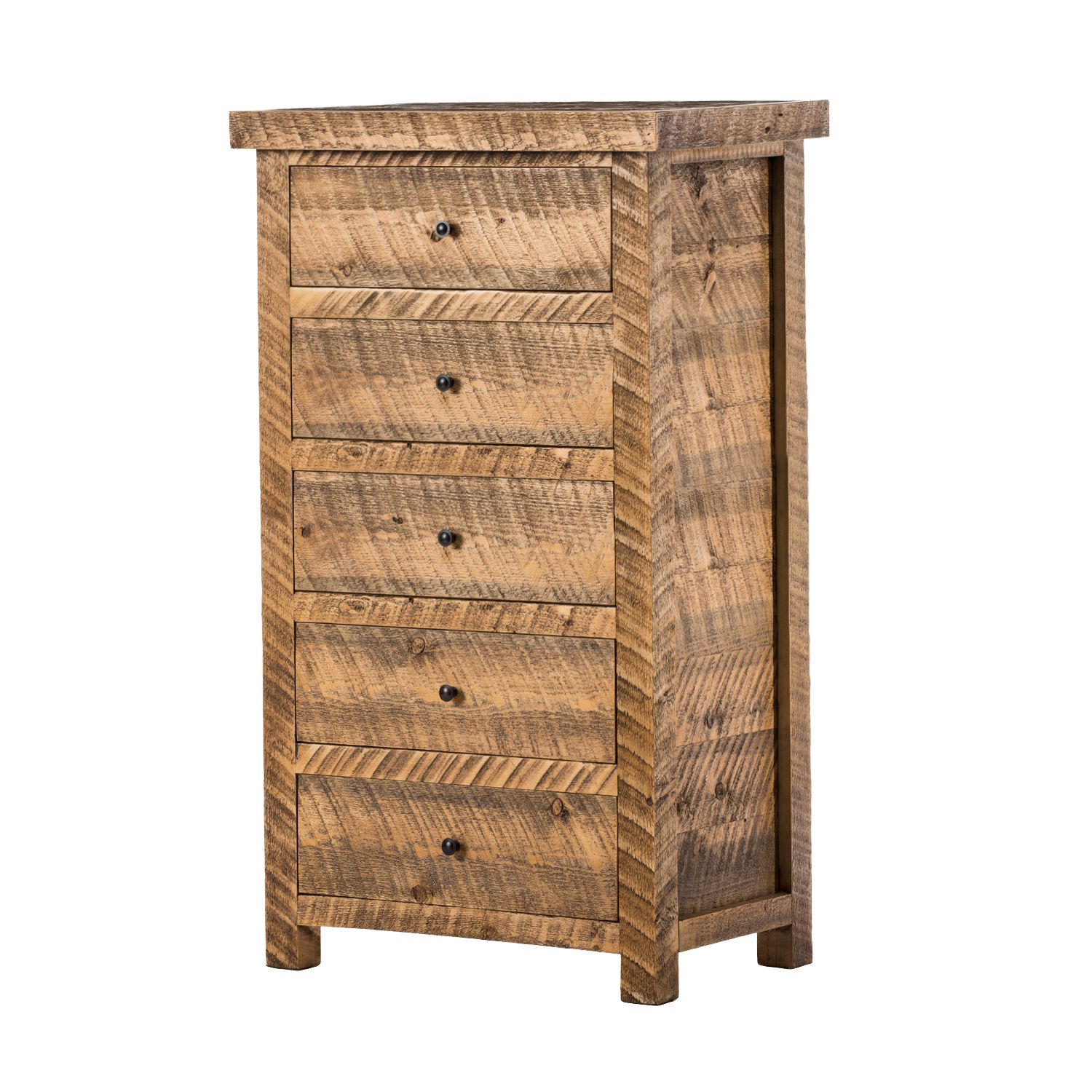 Rustic Five Drawer Distressed Wood Chest of Drawers