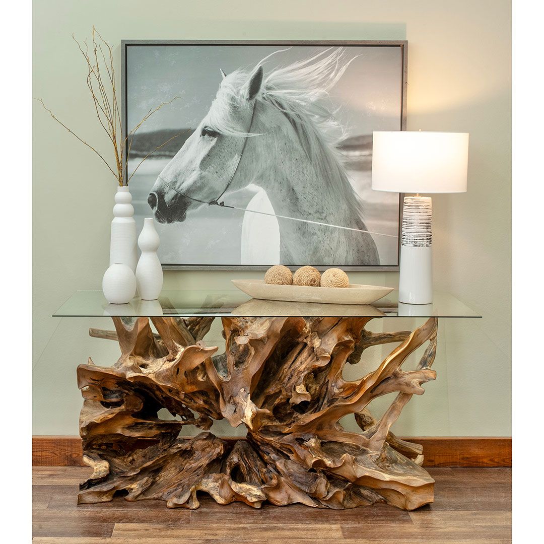 Rustic Teak Root Console Table