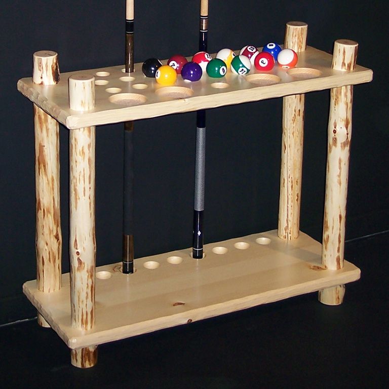 Pine Log Cue Rack for Rustic and Klondike Log Pool Table
