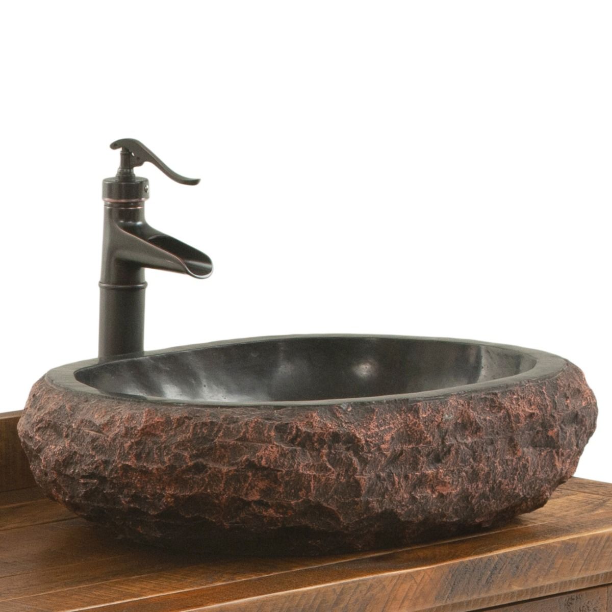 Oval Red Rock Granite Vessel Sink
