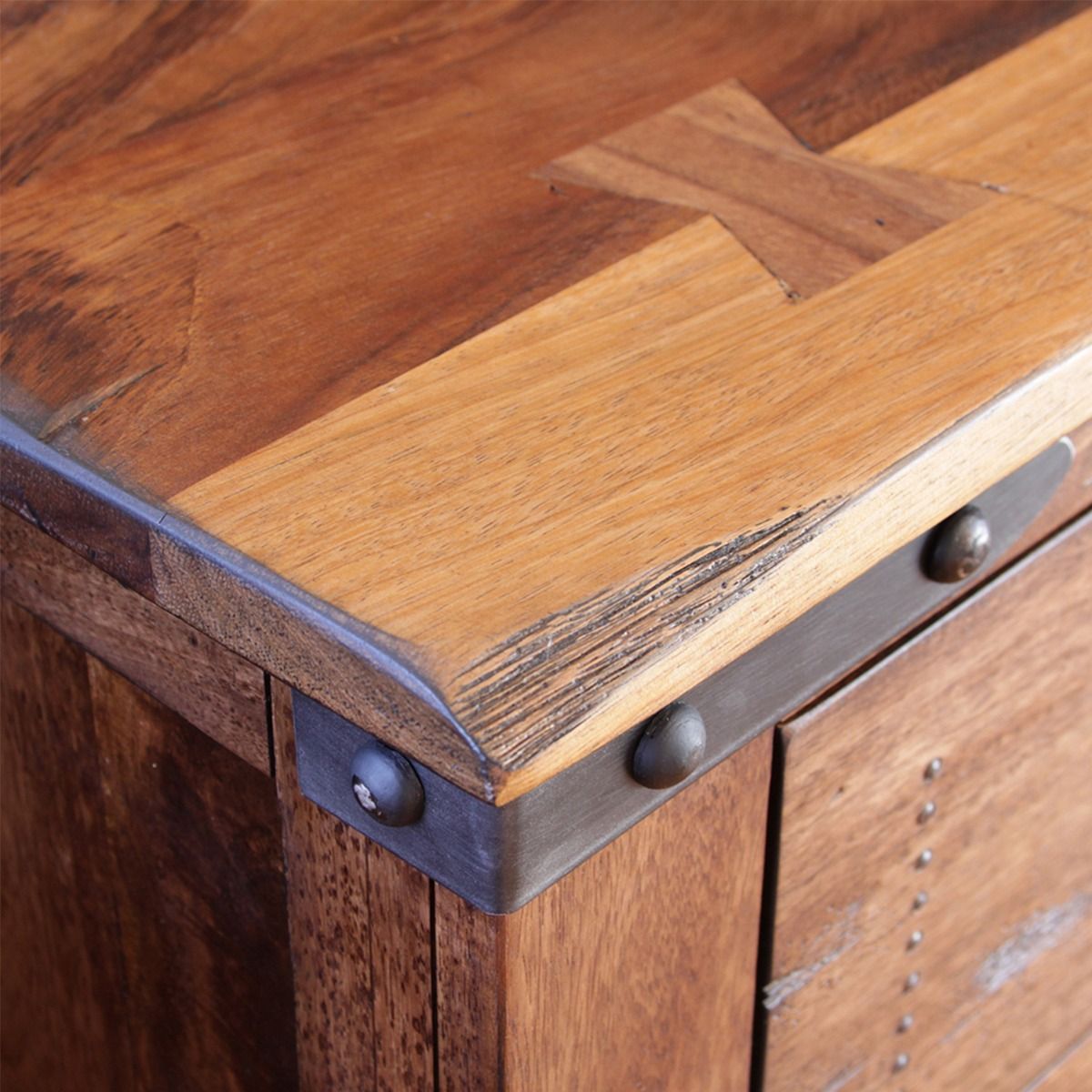 Parota Industrial 4 Door Wood Console