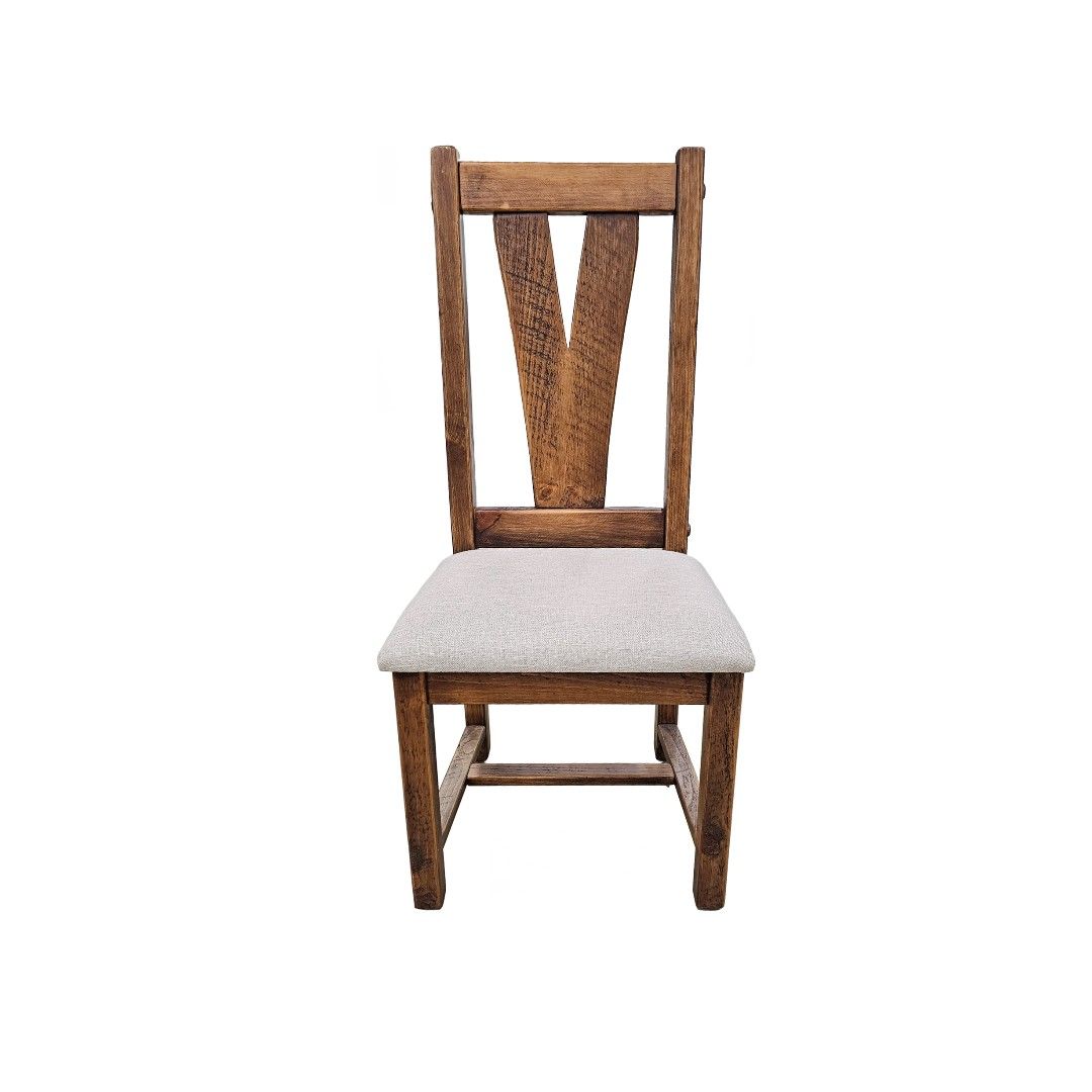 River Rustic Fork In The Road Dining Chair with Linen Cushion