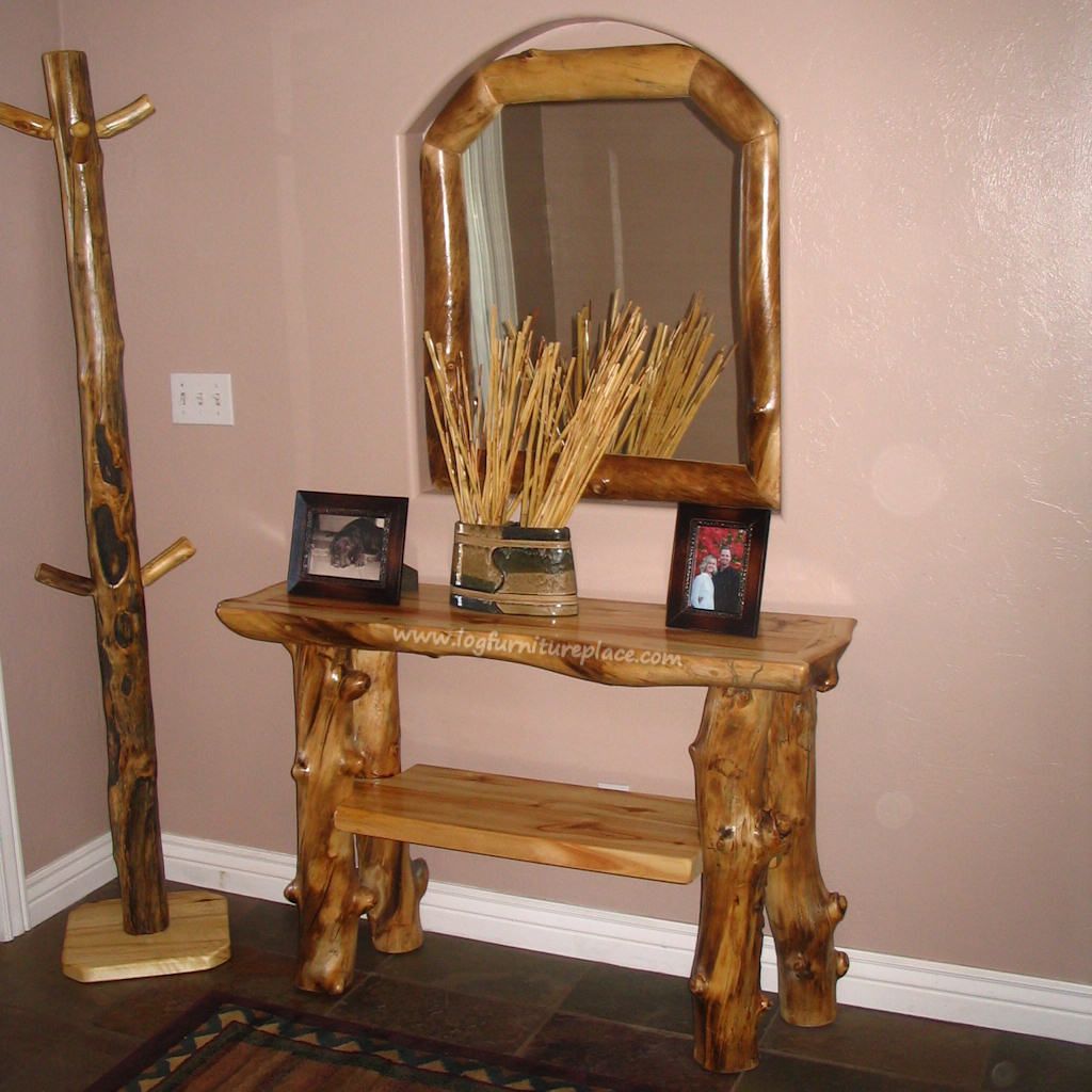 Aspen Lodge Log Entry Table with Shelf