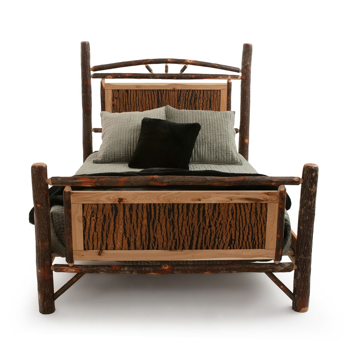 Poplar Grove Hickory Log Bark Panel Bed