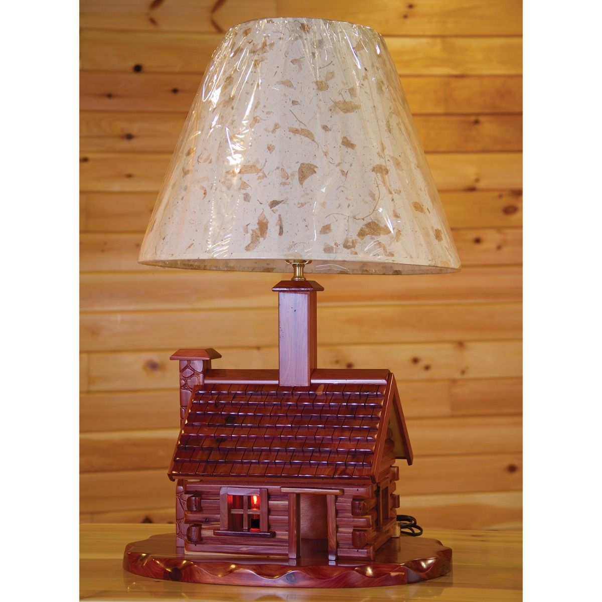 Rust Valley Red Cedar Log Cabin Table Lamp