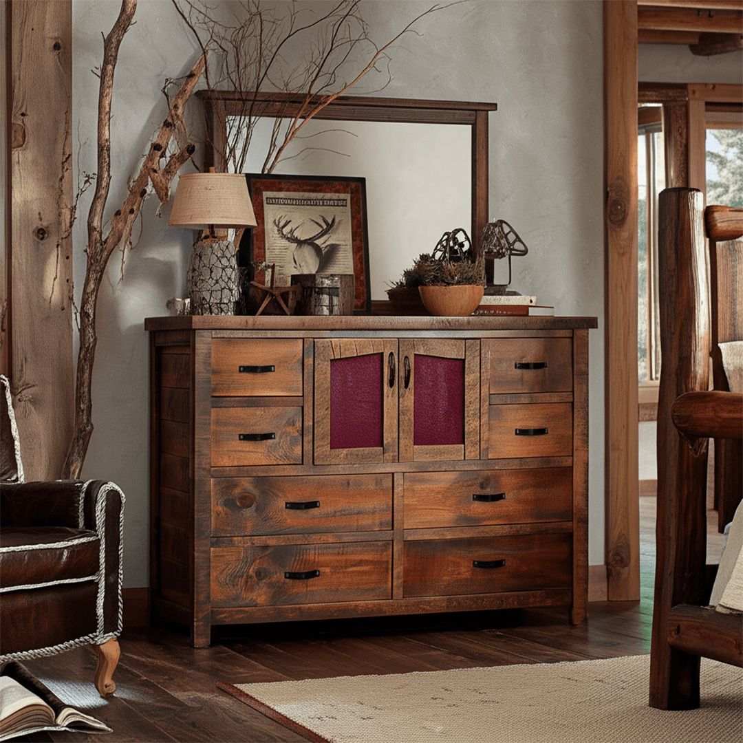 Rustic Ranchero 8 Drawer, 2 Door Dresser