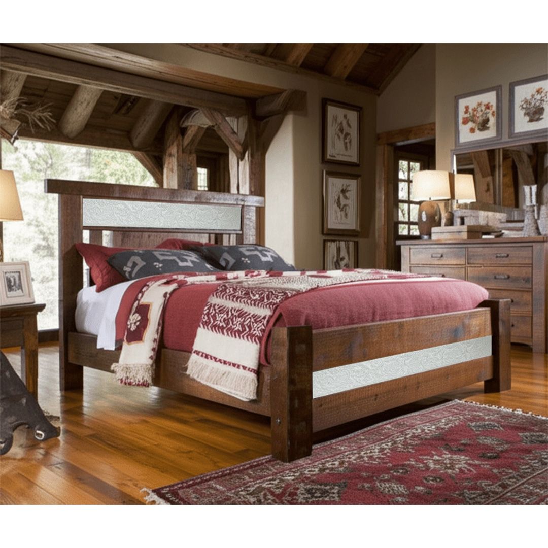 Rustic Ranchero Highland Leather Panel Bed