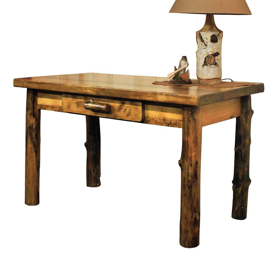 Aspen Log Writing Desk with Drawer