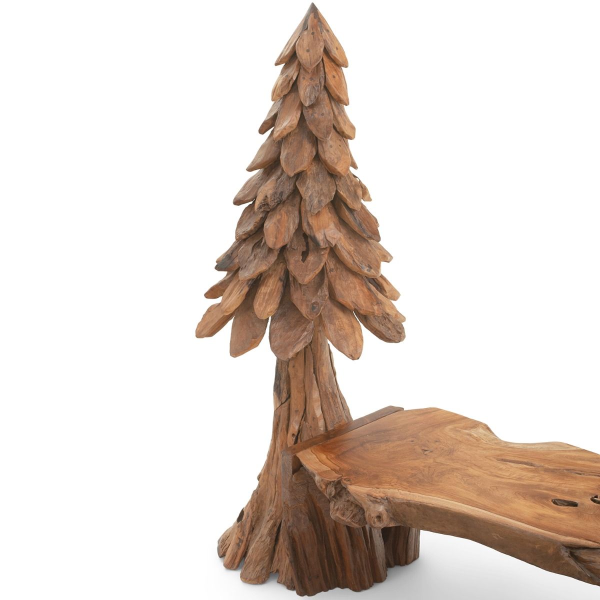 Rustic Driftwood Resting Bear Bench