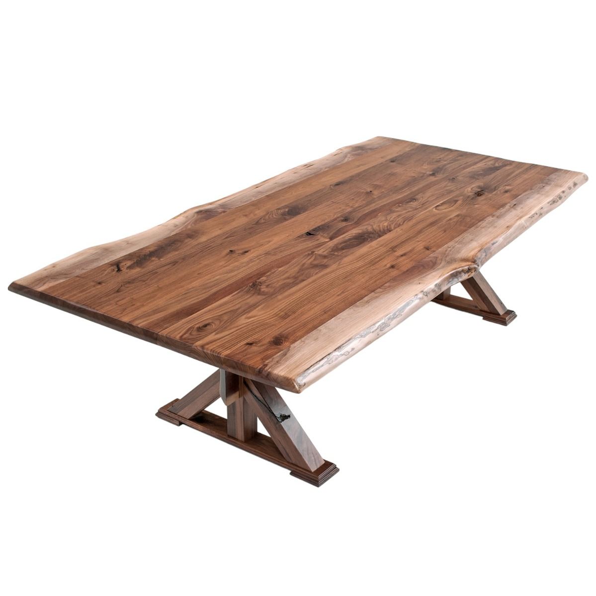 Rustic Live Edge Wood Trestle Dining Table