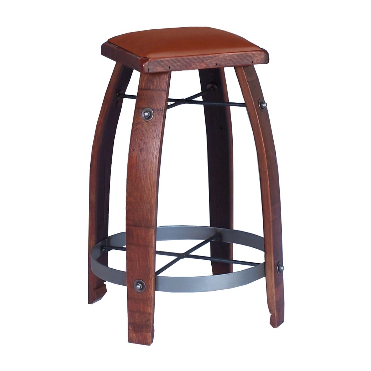 Rustic Reclaimed Wine Barrel Stave Stool