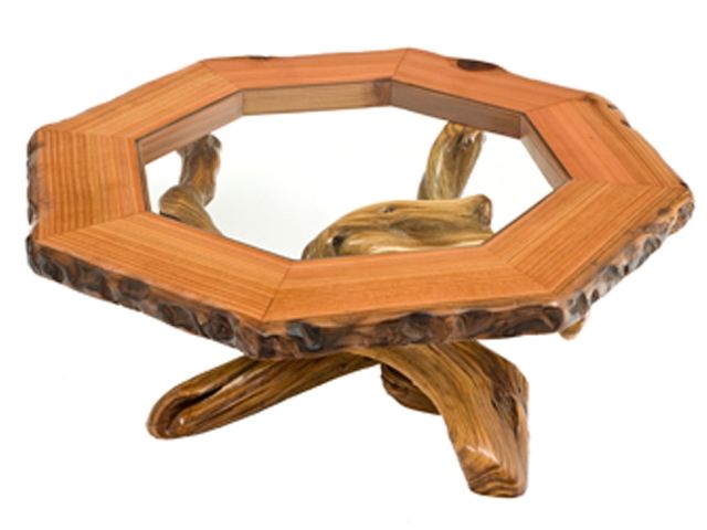 Rustic Coffee Table Redwood & Juniper Octagon