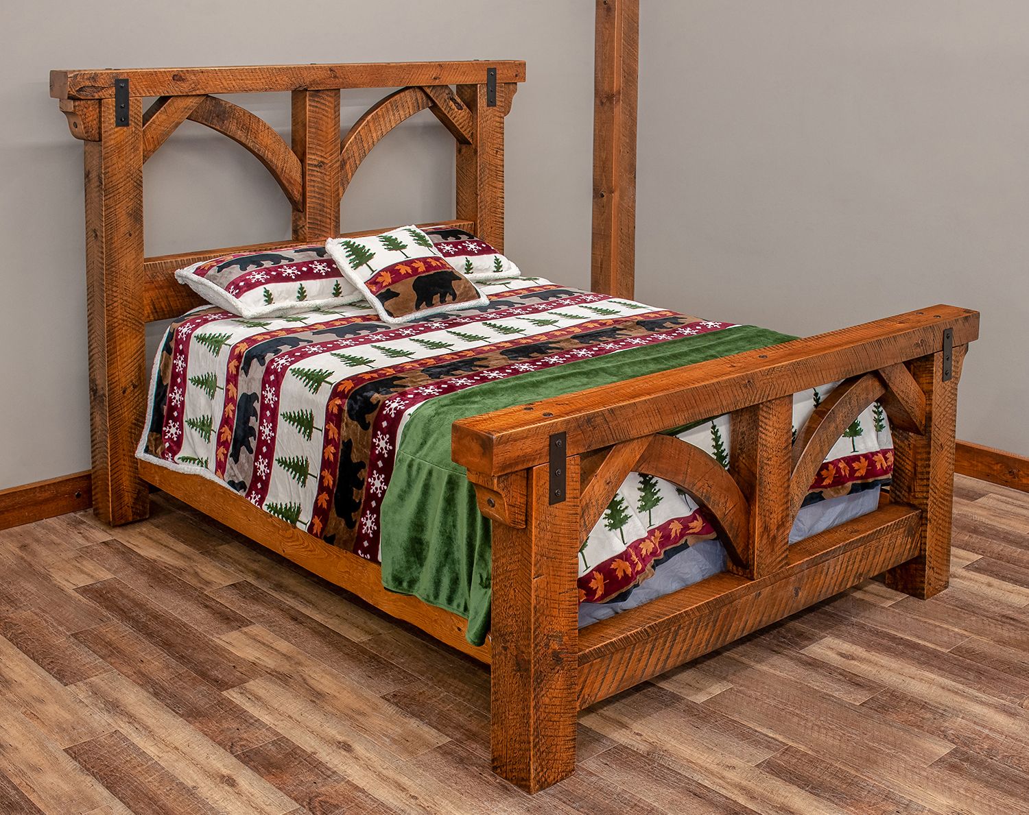 rustic double bed