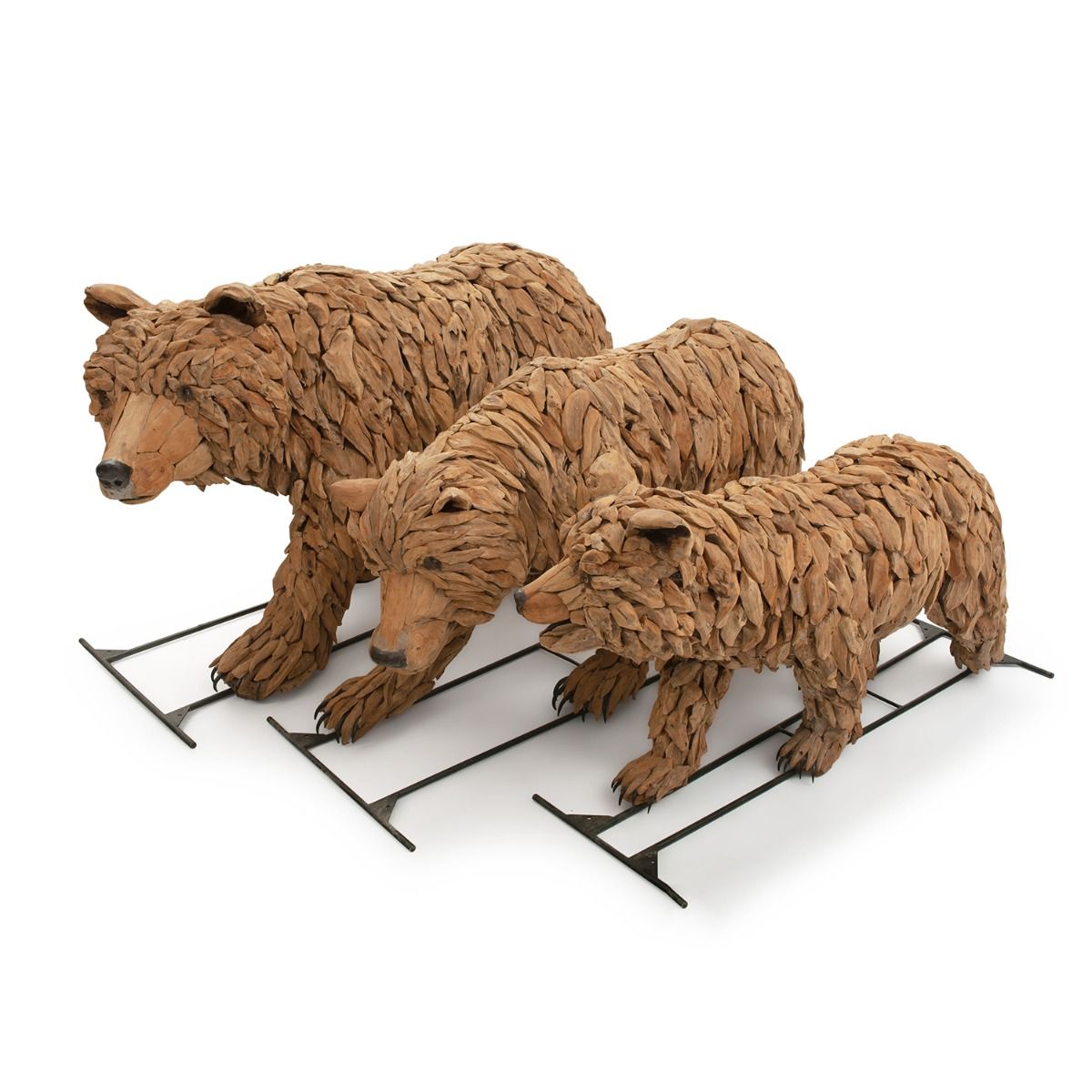 Rustic Walking Driftwood Grizzly Bears