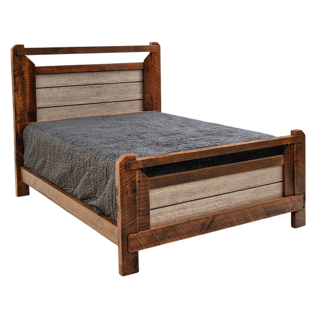 Rustic Pioneer Barnwood Bed | Antique & Weathered Finish