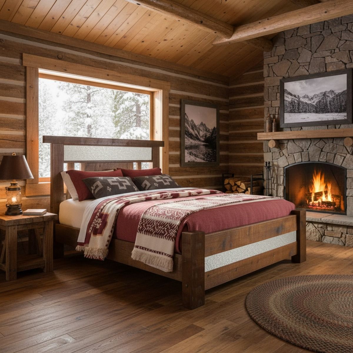 Rustic Ranchero Highland Leather Panel Bed