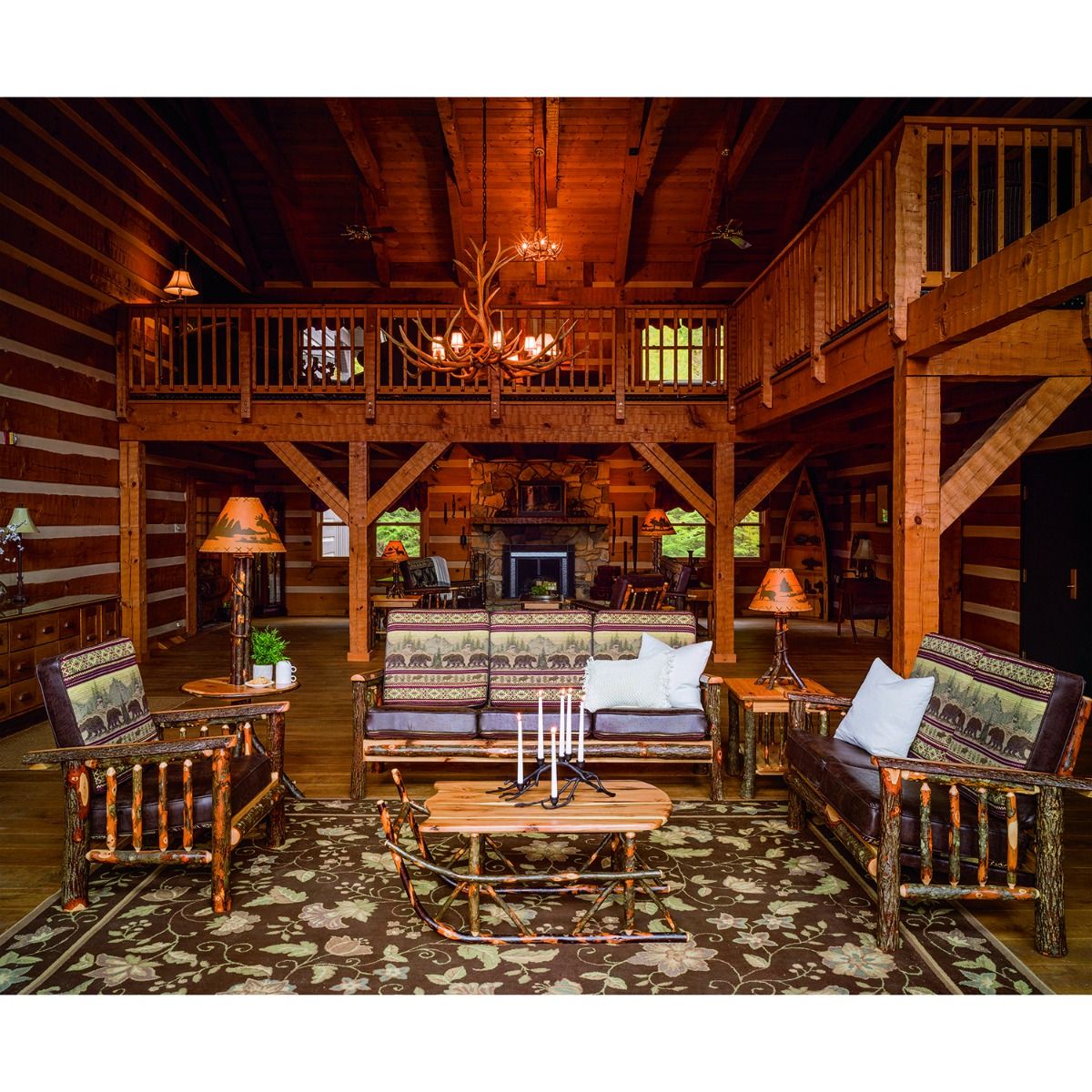 Hickory Log Living Room Sofa