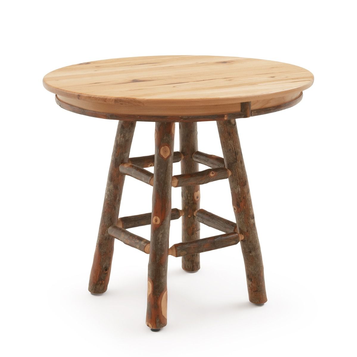 Saranac Hickory Log Pub Table With Swivel Back Barstools
