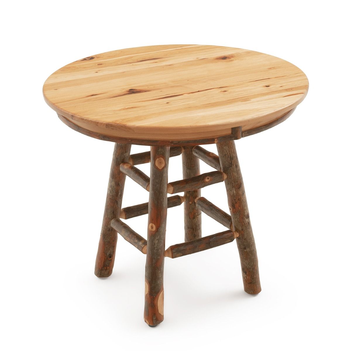 Saranac Hickory Log Pub Table With Swivel Back Barstools