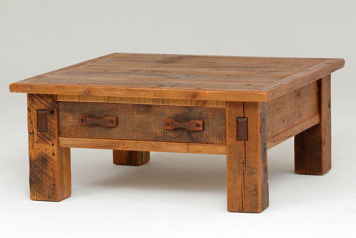 Rustic Reclaimed Barn Wood 2 Drawer Coffee Table