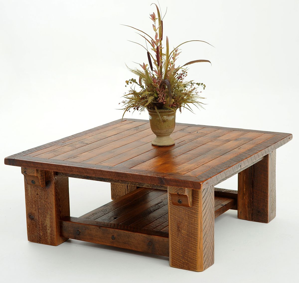 Rustic Reclaimed Barn Wood Timber Frame Coffee Table