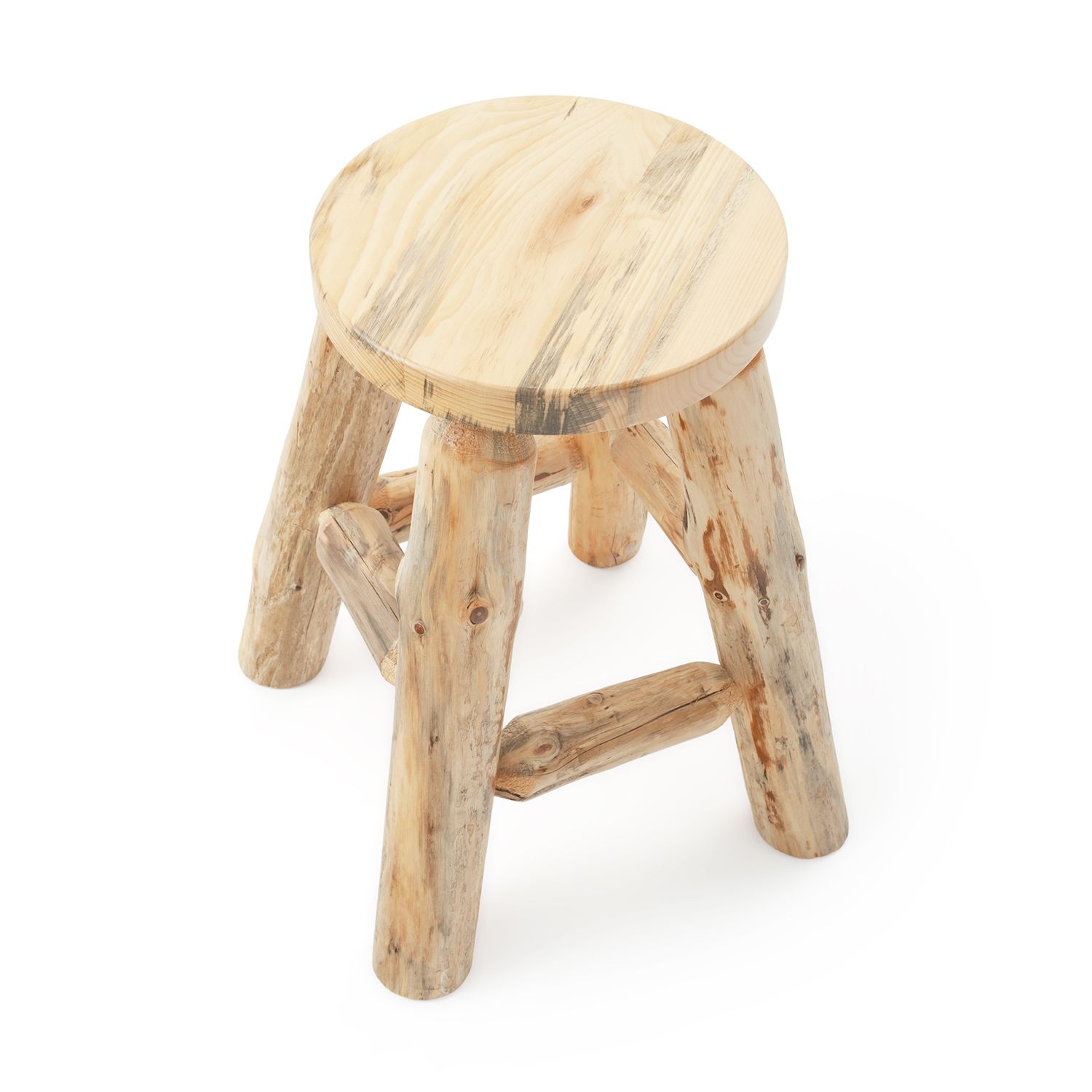 Pine Peaks Rustic Log Round Bar Stool