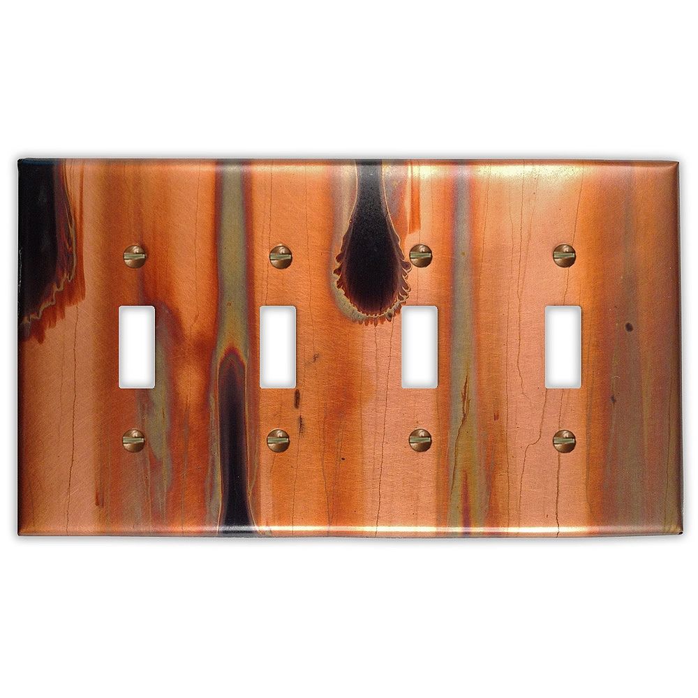 Stellar Quad Toggle Rustic Copper Switch Plate
