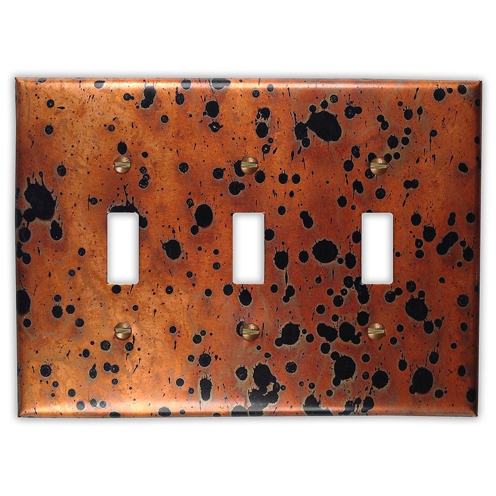 Sunburst 3 Toggle Copper Switch Plate Sunbcop3T