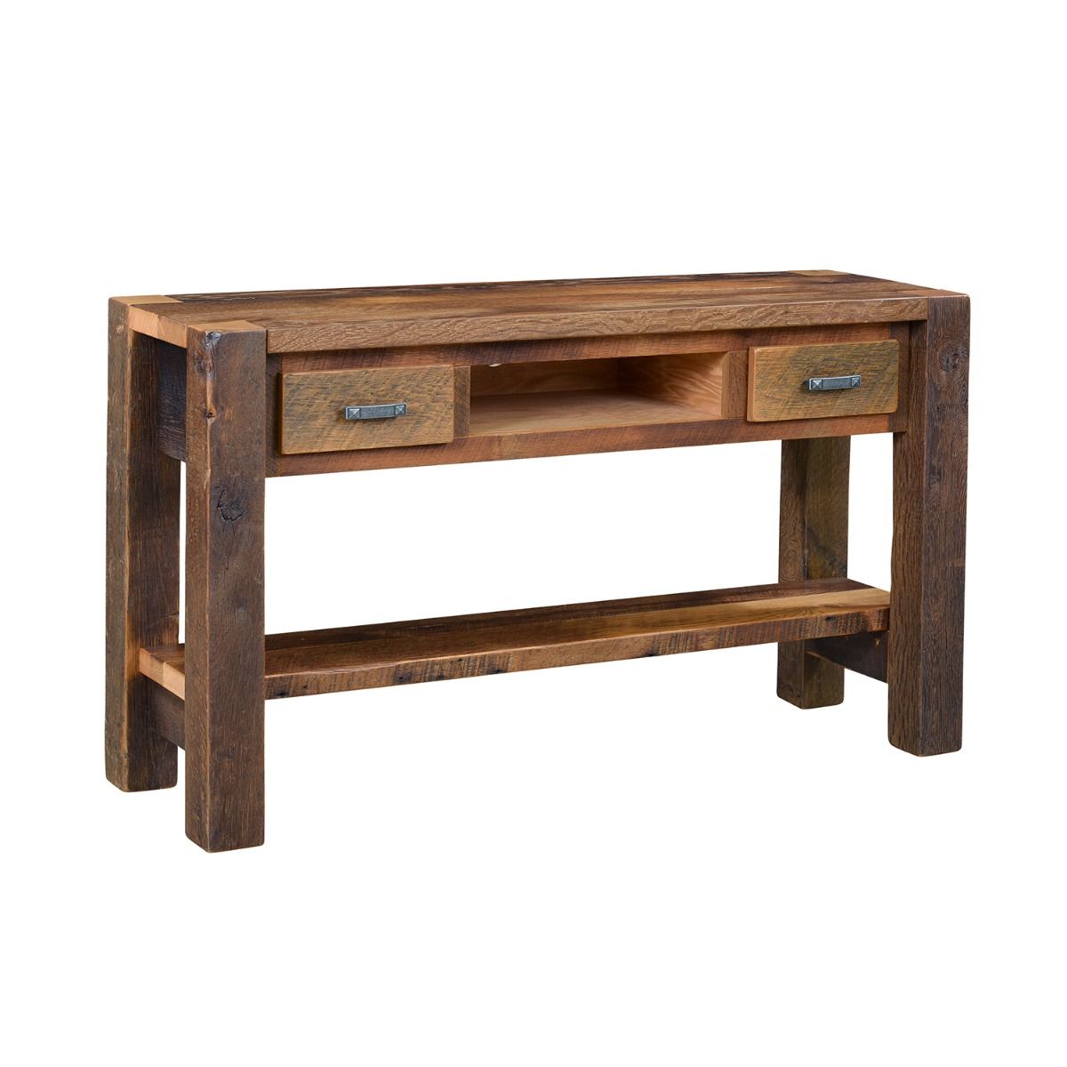 rustic media console table