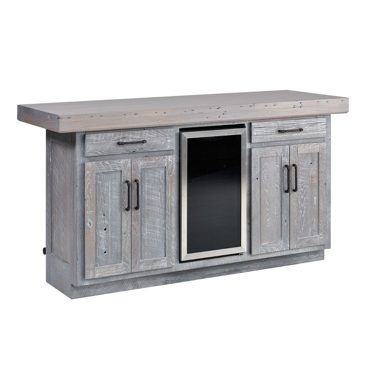 Rustic Reclaimed Barn Wood Barn Door Mini Fridge Bar